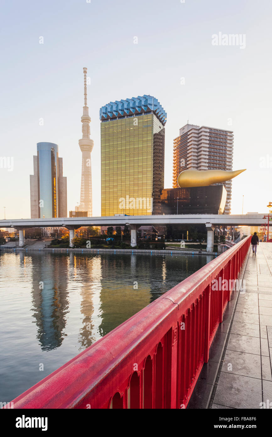 Japan, Honshu, Tokyo, Asakusa, Sumida River and Tokyo Sky Tree Stock ...