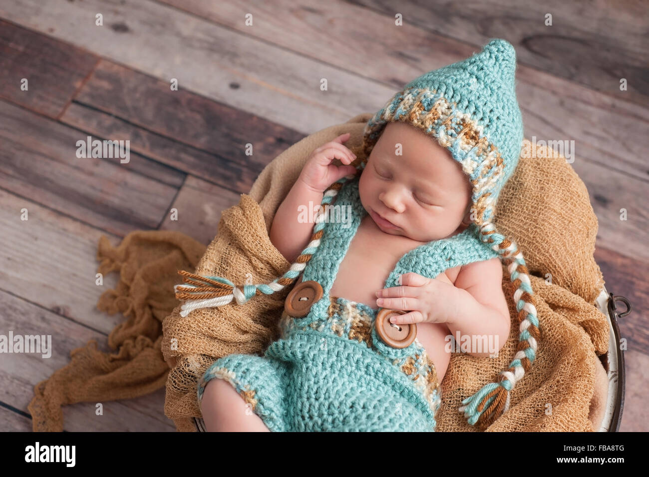 Newborn Baby Boy Wearing a Pixie Hat Stock Photo - Alamy