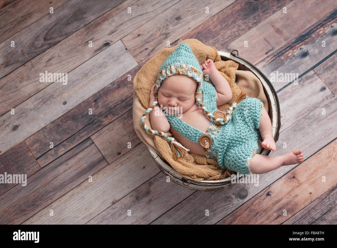 Newborn Baby Boy Wearing a Pixie Hat Stock Photo - Alamy