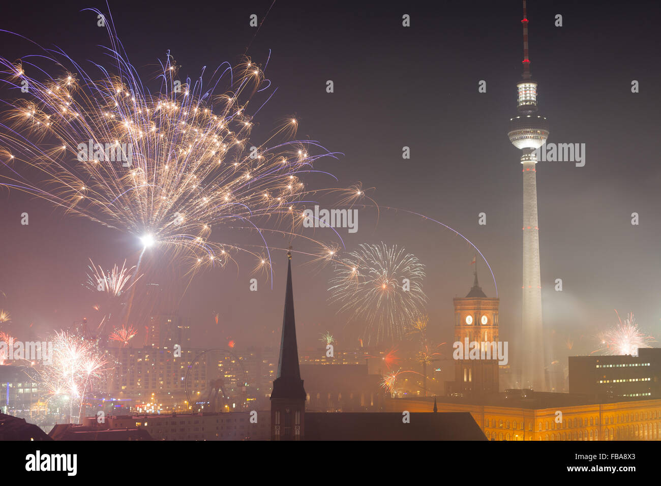 Berlin tv tower with fireworks hi-res stock photography and images - Alamy
