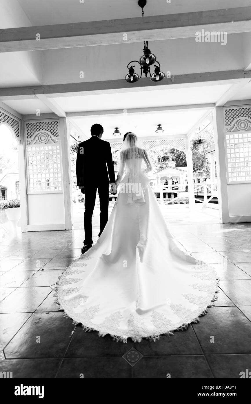 Back view white hair Black and White Stock Photos & Images - Alamy