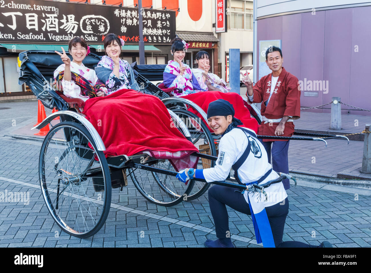 Japan, Honshu, Tokyo, Asakusa, Girls in Rickshaw Stock Photo - Alamy