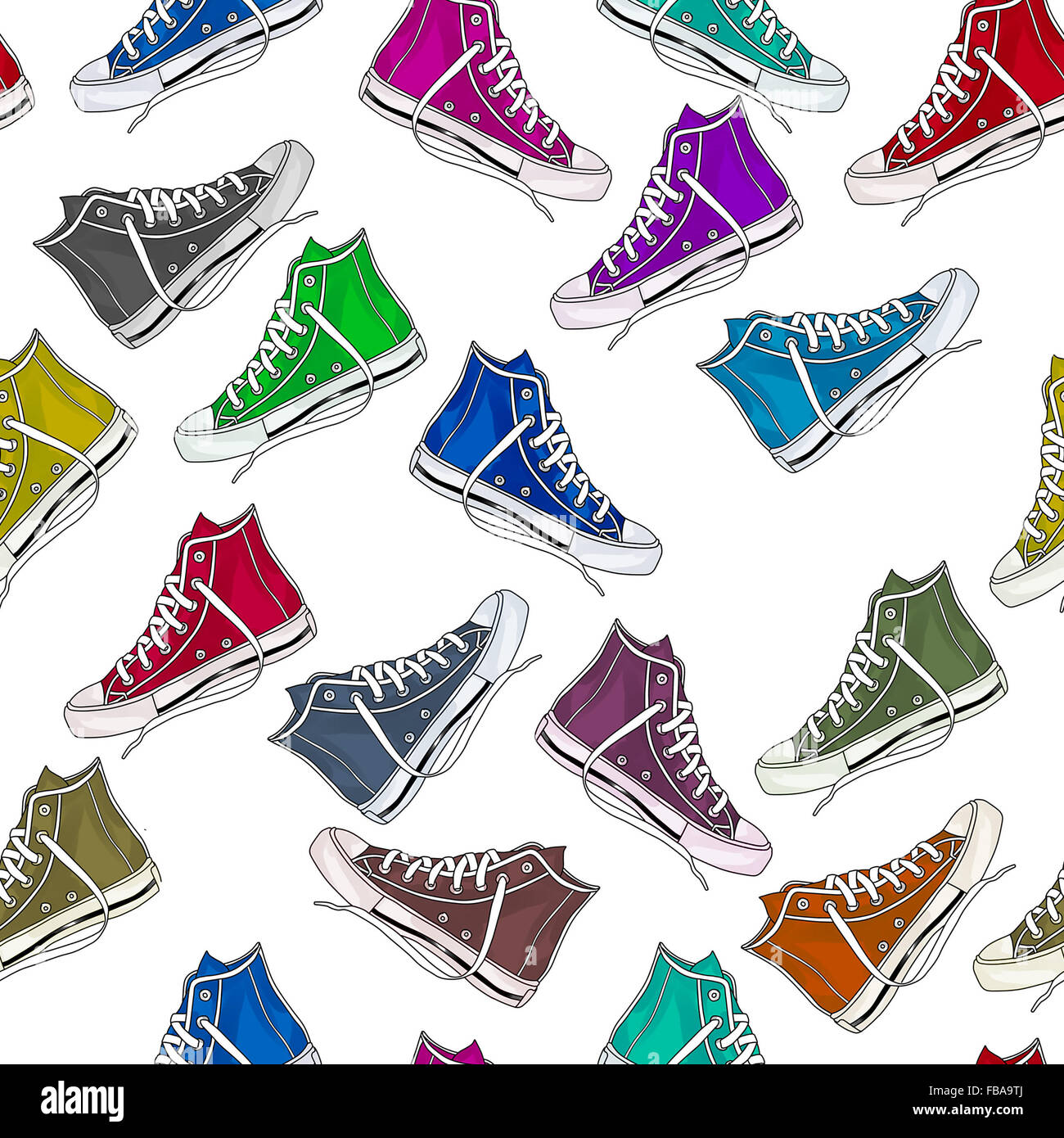 Seamless pattern - all over pattern of colorful sneakers Stock Photo ...