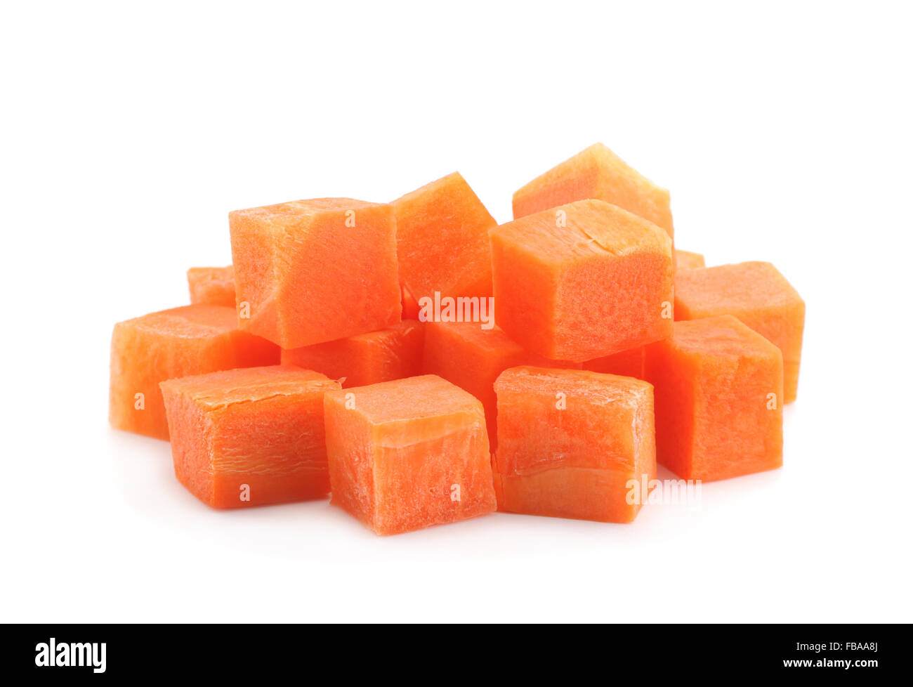 Carrot vegetable cube isolated on white background Stock Photo - Alamy