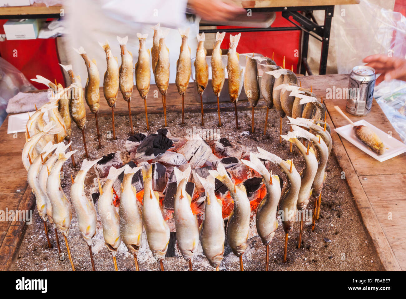 Japan, Honshu, Tokyo, Temple Fair, Grilled Fish Stock Photo - Alamy