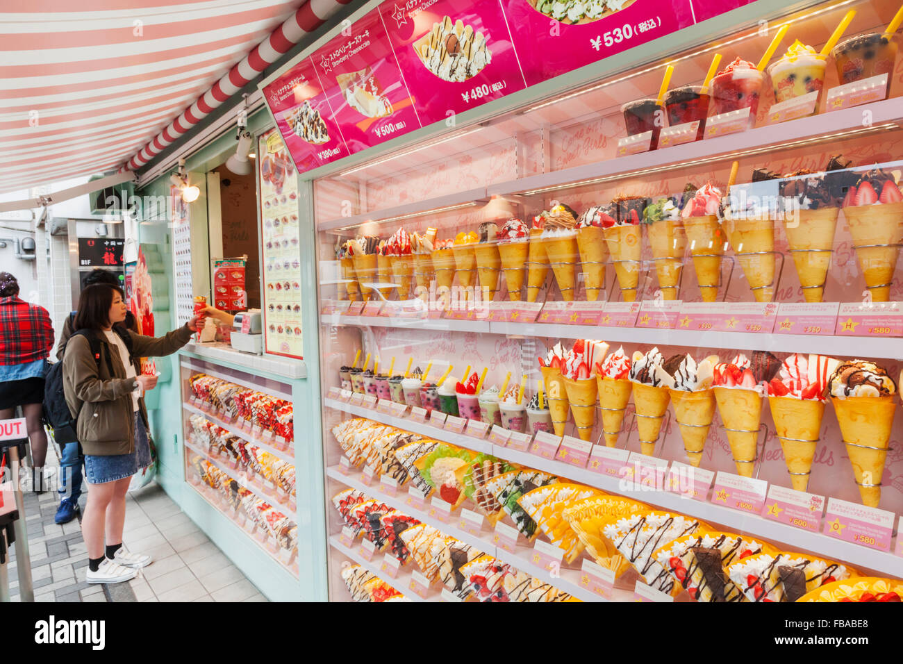 Japan, Honshu, Tokyo, Crepe Shop, Window Display of Plastic Food Stock ...
