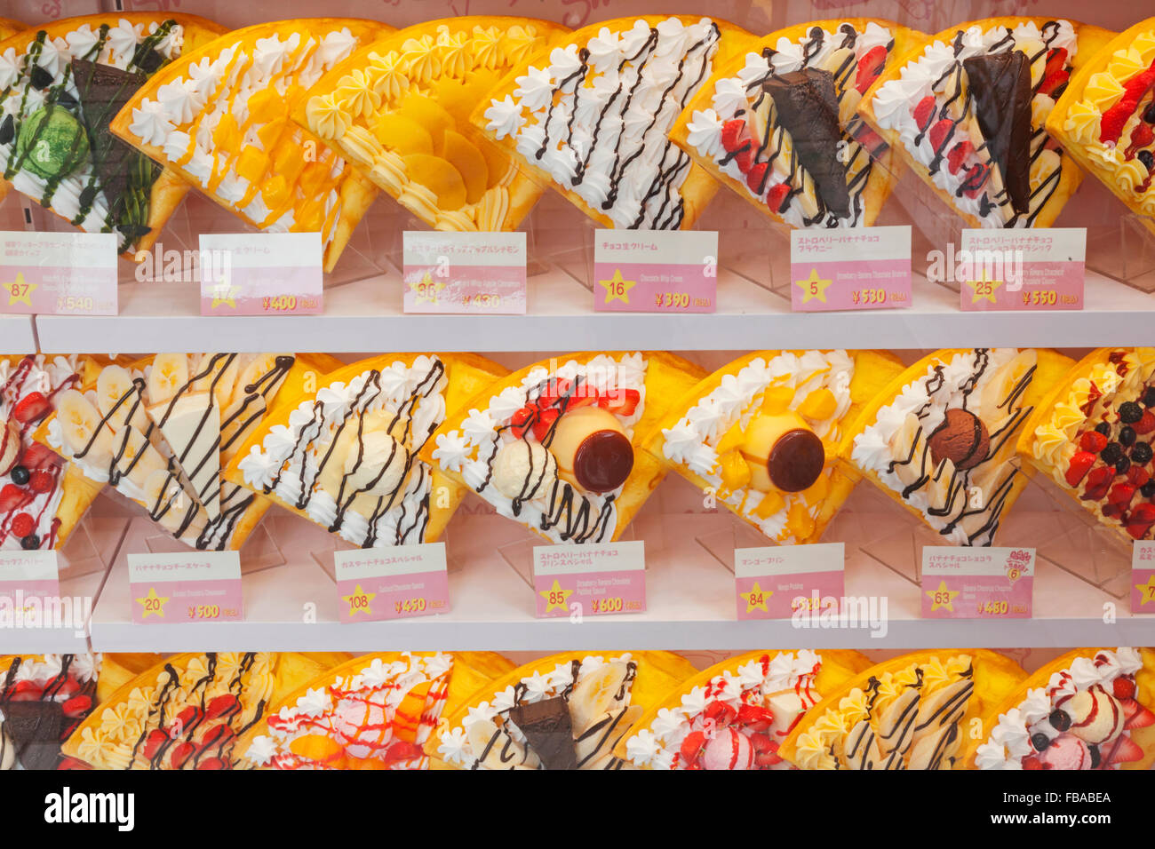 Japan, Honshu, Tokyo, Crepe Shop, Window Display of Plastic Food Stock ...