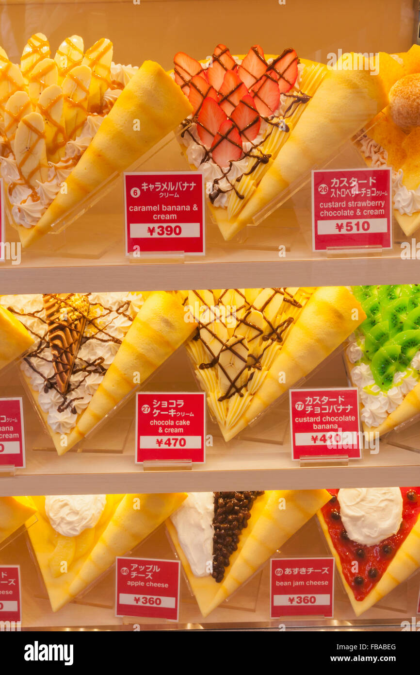 Japan, Honshu, Tokyo, Crepe Shop, Window Display of Plastic Food Stock ...