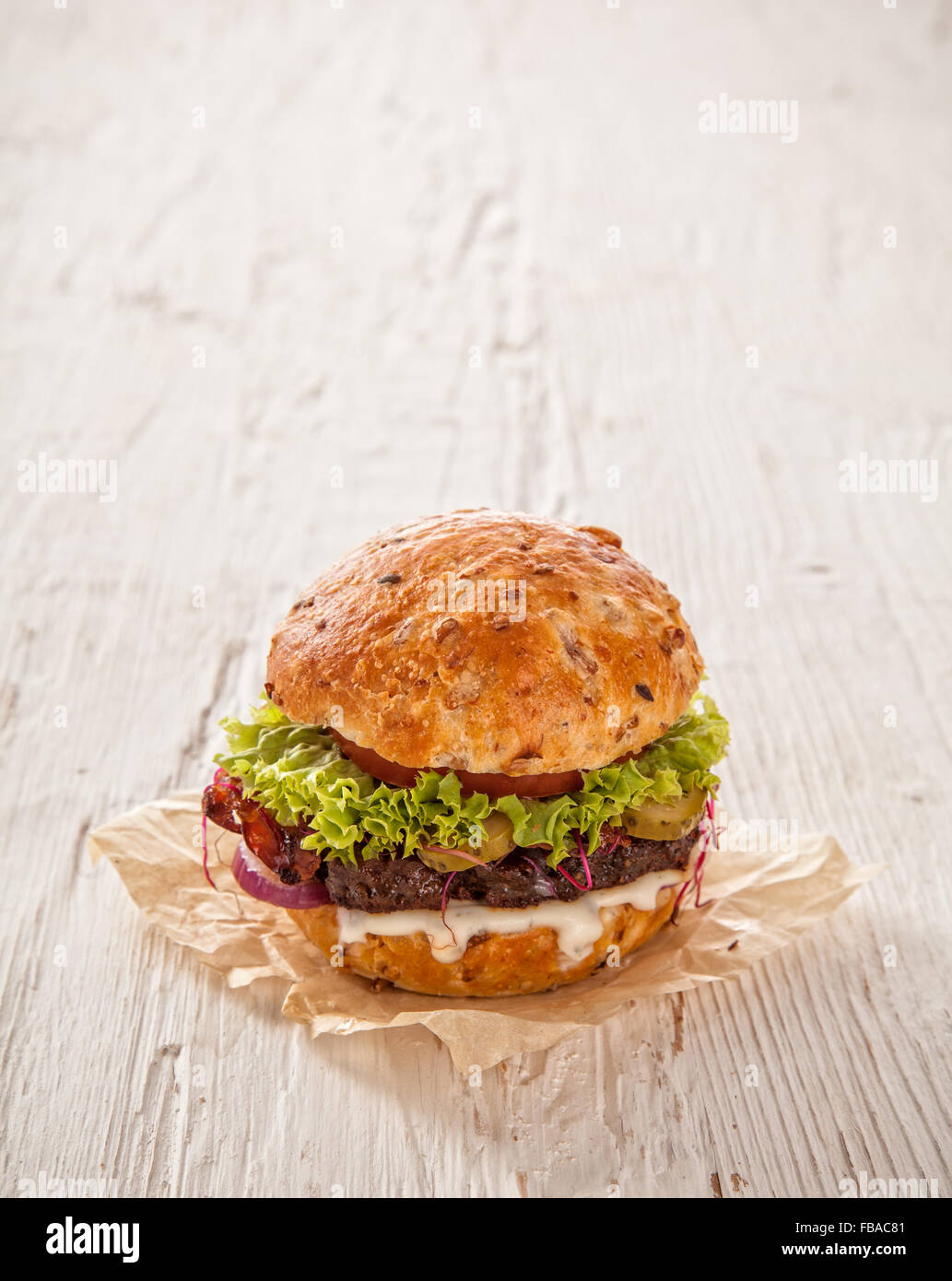 Home made hamburger with lettuce and cheese Stock Photo - Alamy