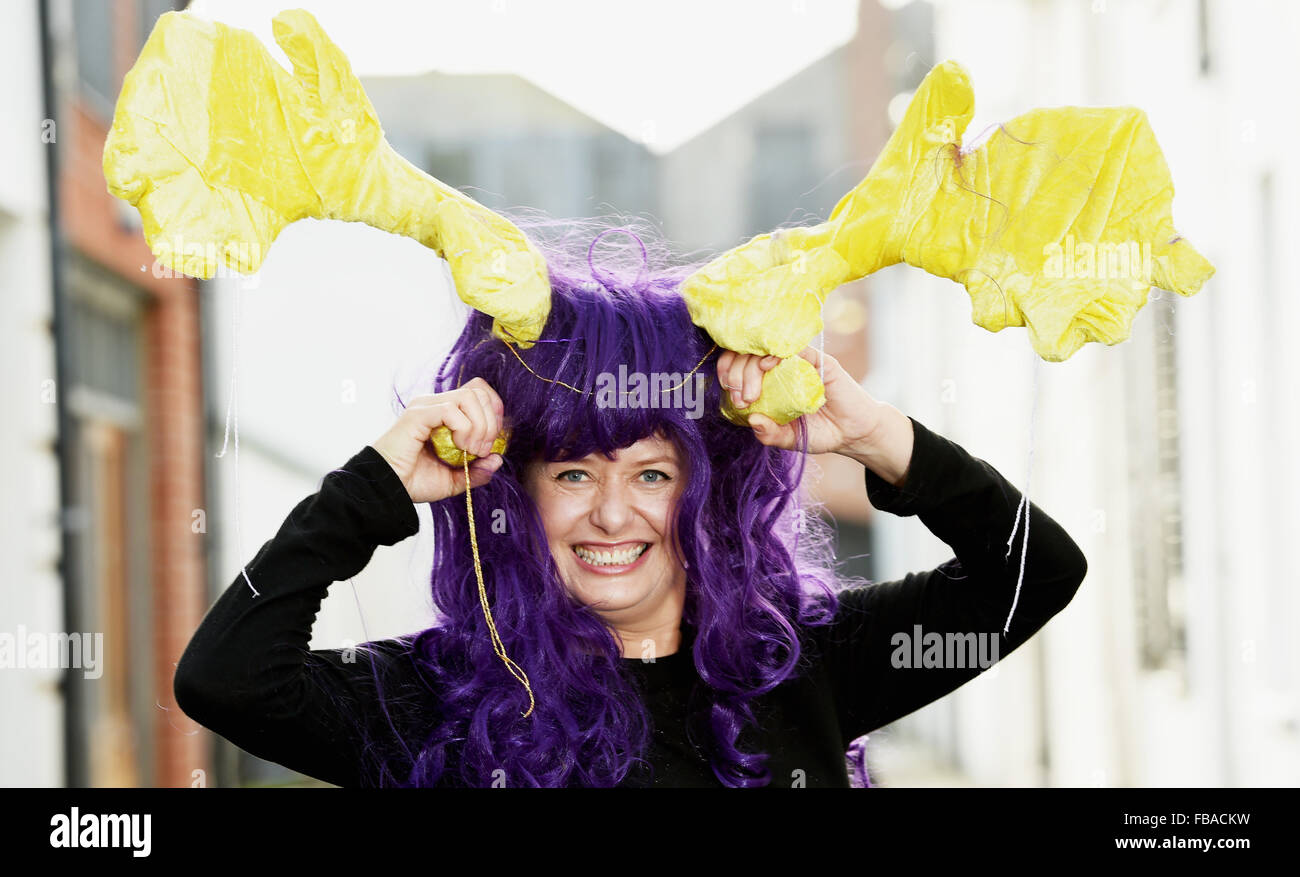 Sara Cutting from Brighton wearing one of her Christmas hats with ...