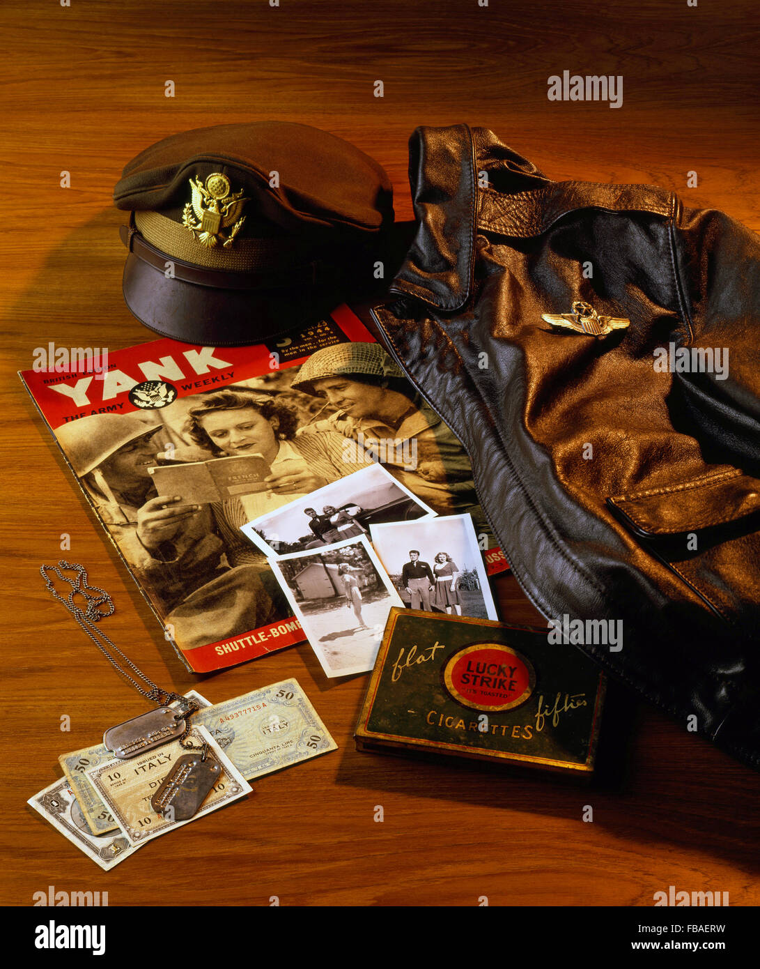 Collection of WWII aviator's memorabilia. Vintage 1943 Stock Photo - Alamy