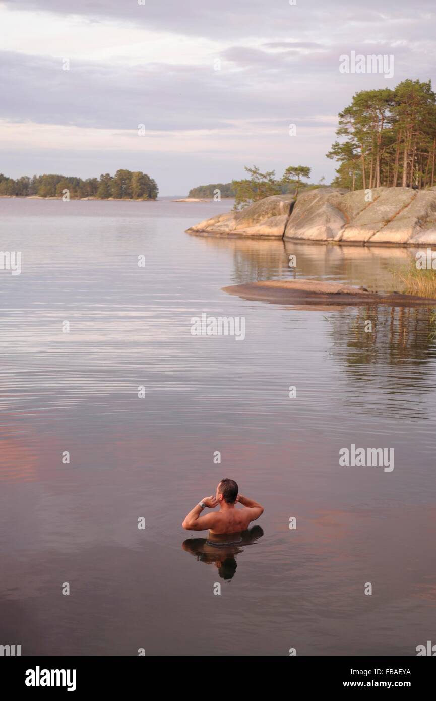 swimming in the Baltic sea in the Stockholm Archipelago Sweden Stock ...