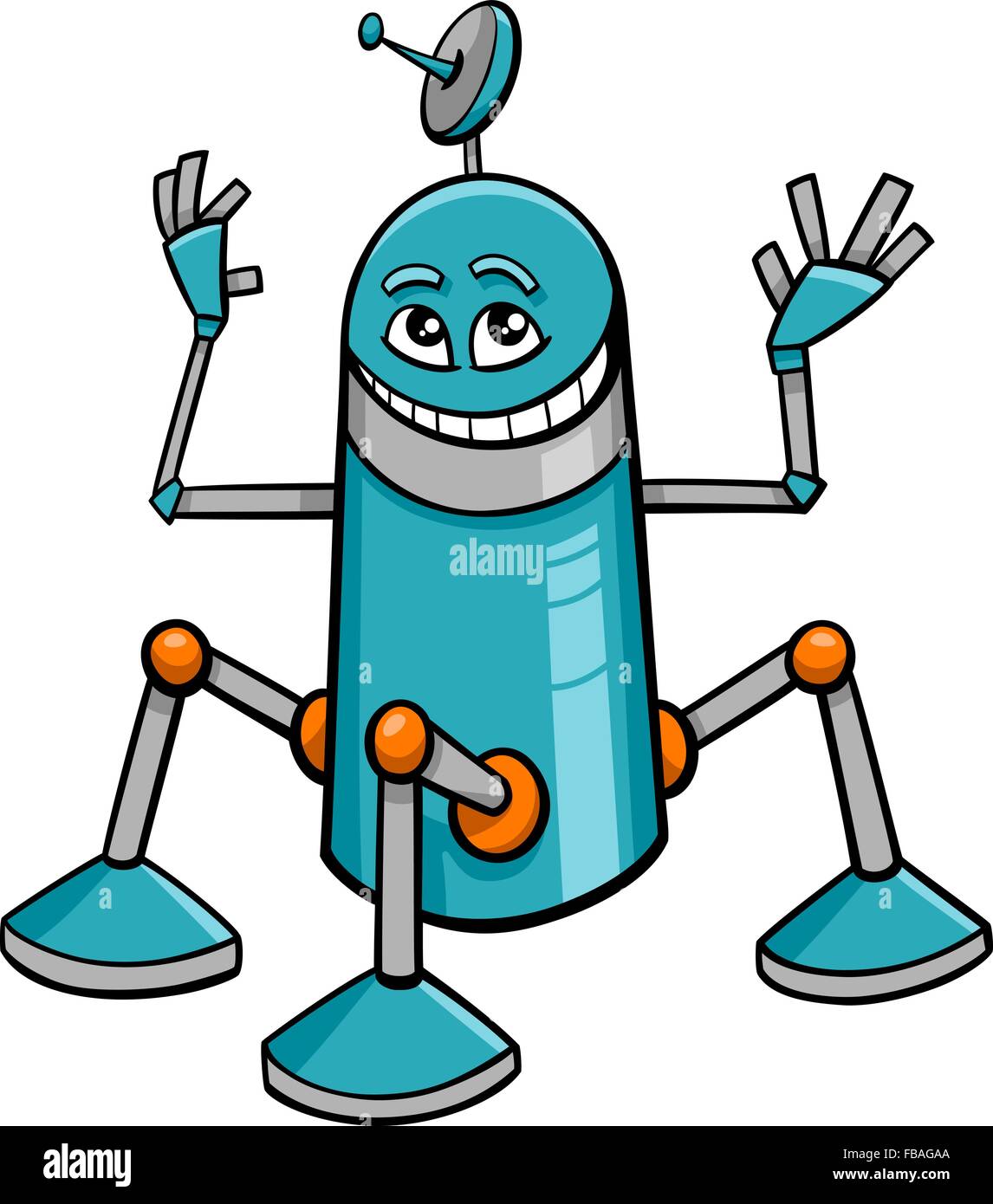 Cartoon Illustration of Funny Robot Comic Character Stock Vector Image ...
