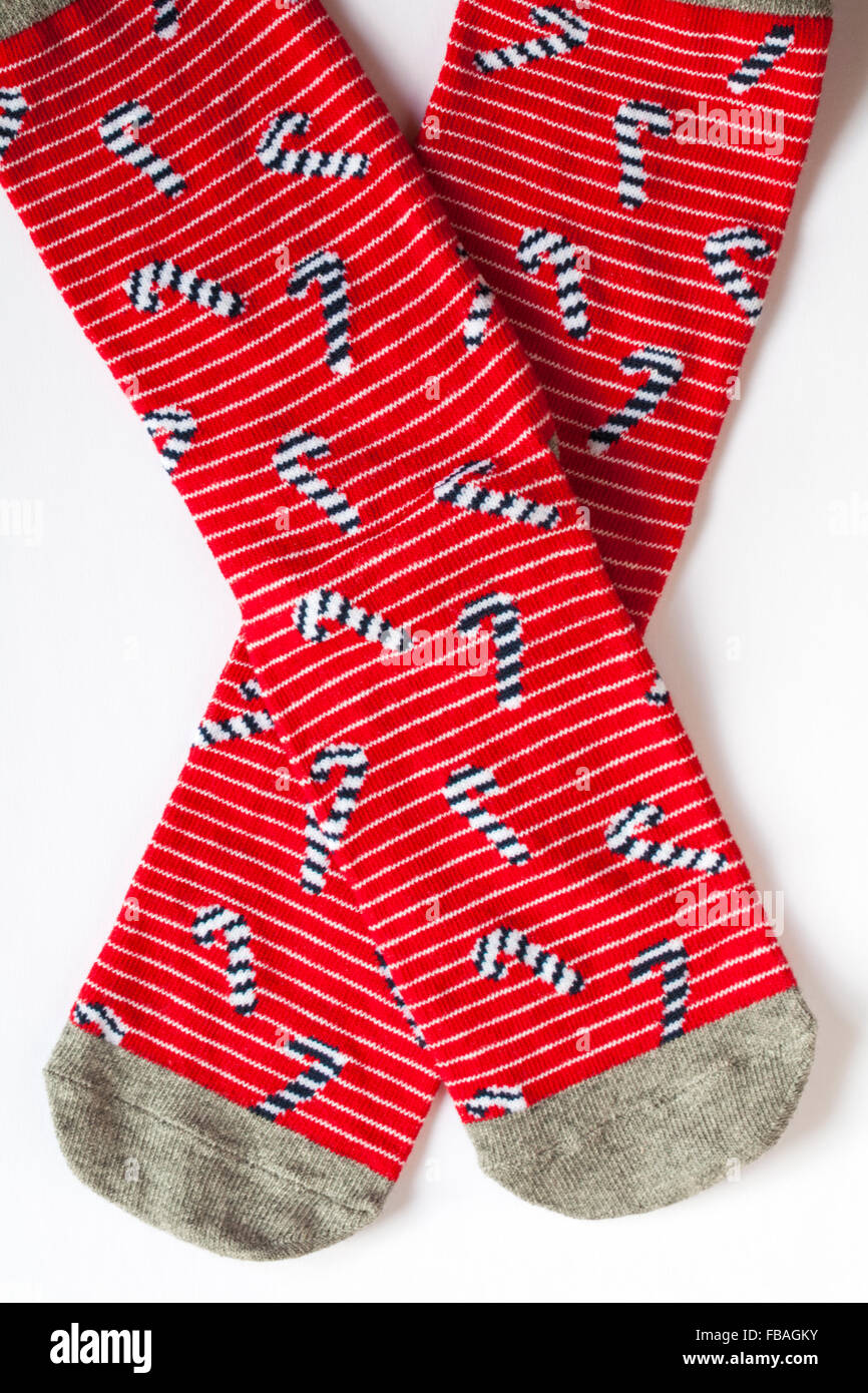 Christmas socks with candy canes on set on white background Stock Photo ...