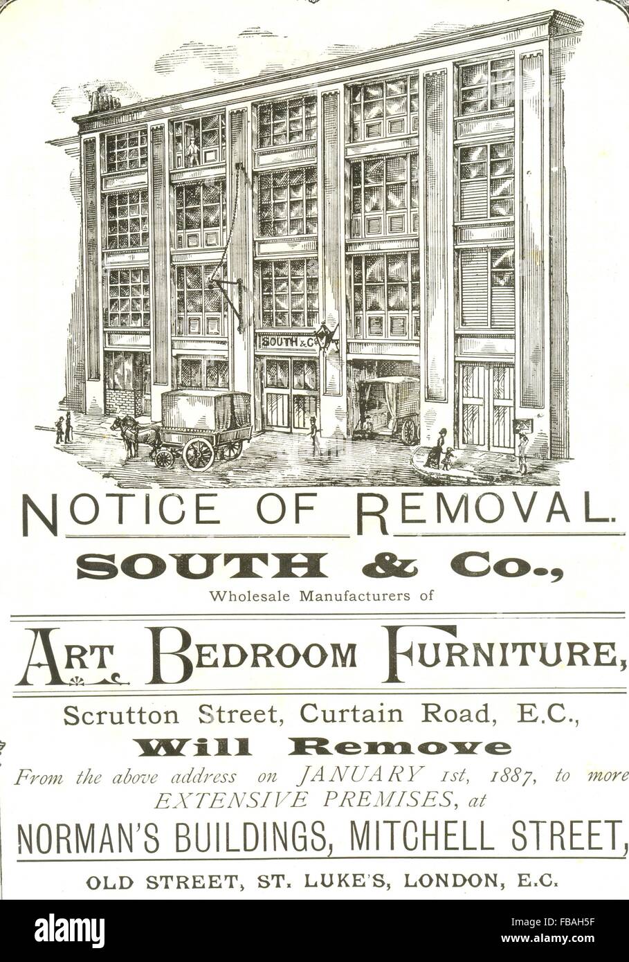 Removal advertisement of South & Co, London, manufacturers of Art ...
