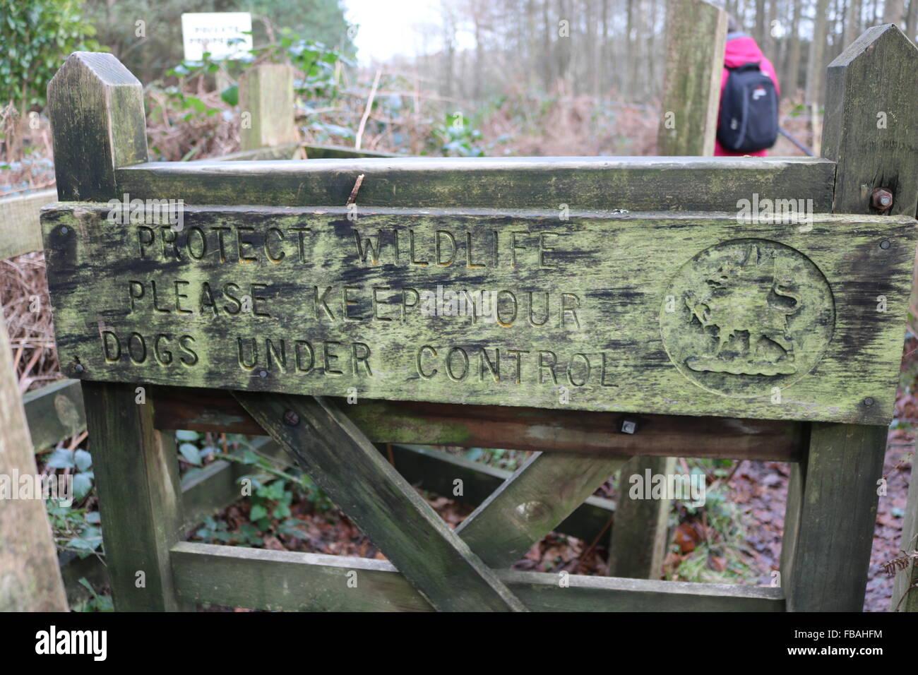 Keep dogs under control in the countryside sign on the Greensands Way ...