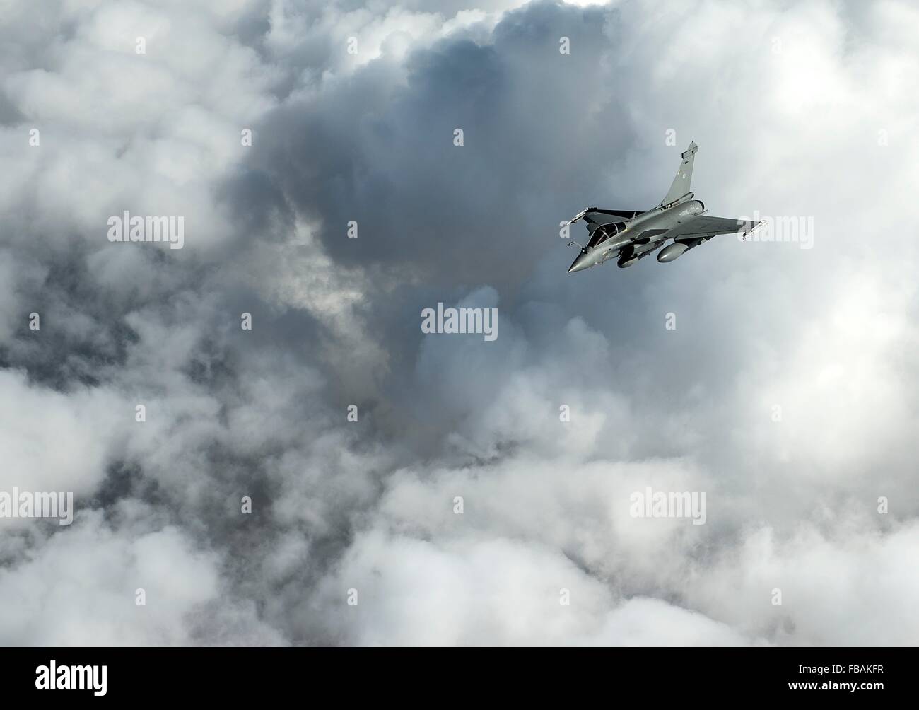A French F-2 Rafale fighter jet during a mission over Iraq in support ...