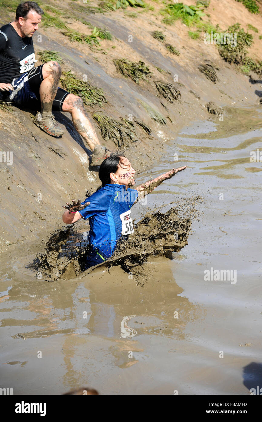 Runners at obstacle course race, UK Stock Photo - Alamy