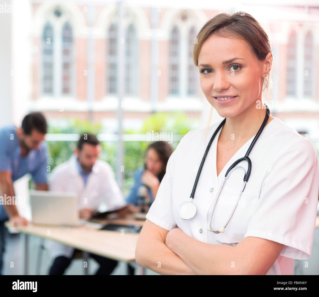 VIew of a young attractive doctor at the hospital Stock Photo - Alamy