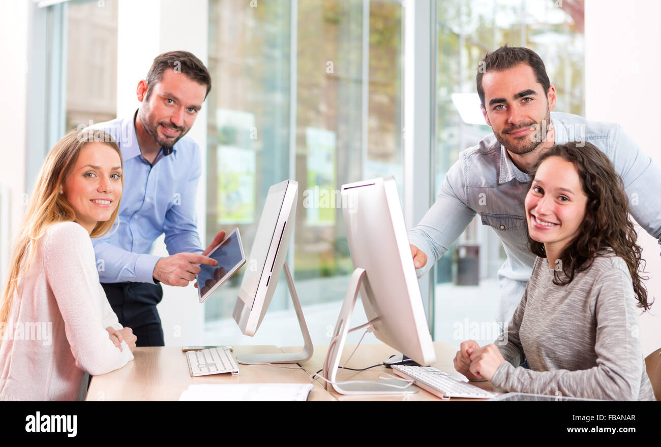 View of a Young attractive people taking a training course with ...