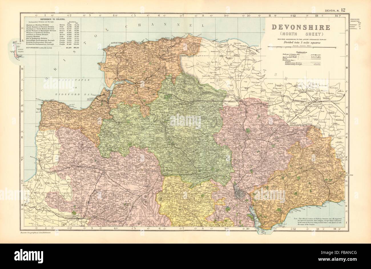 DEVONSHIRE (NORTH). Parliamentary divisions. Parks. Devon. BACON, 1904 ...