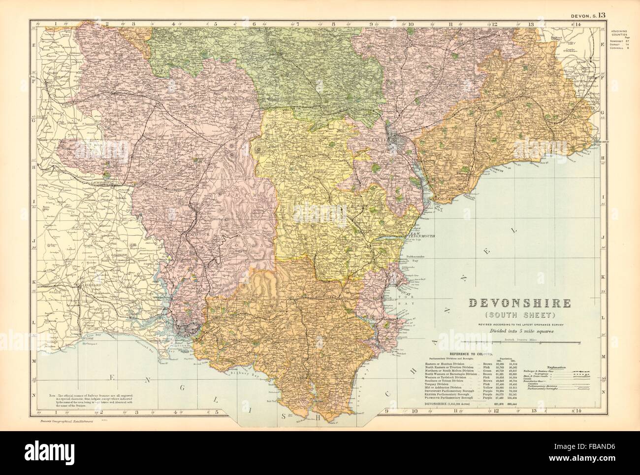 DEVONSHIRE (SOUTH). Parliamentary divisions. Parks. Devon. BACON, 1904 ...