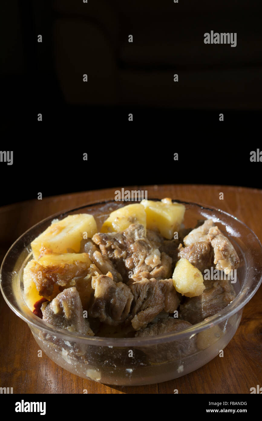 beef stew with potatoes in a glass bowl Stock Photo - Alamy