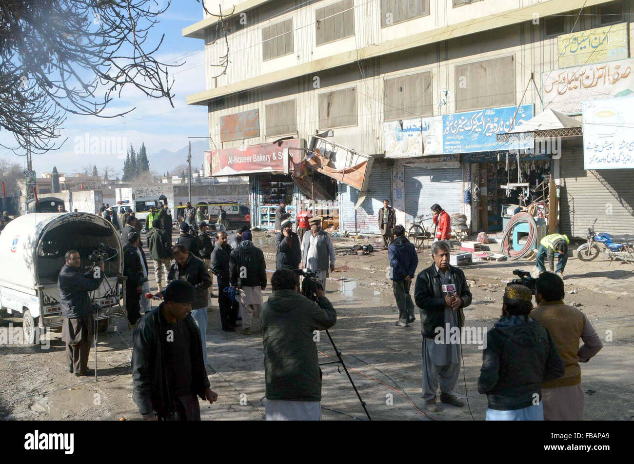 View of venue after blast at Satellite Town area of Quetta on Wednesday ...