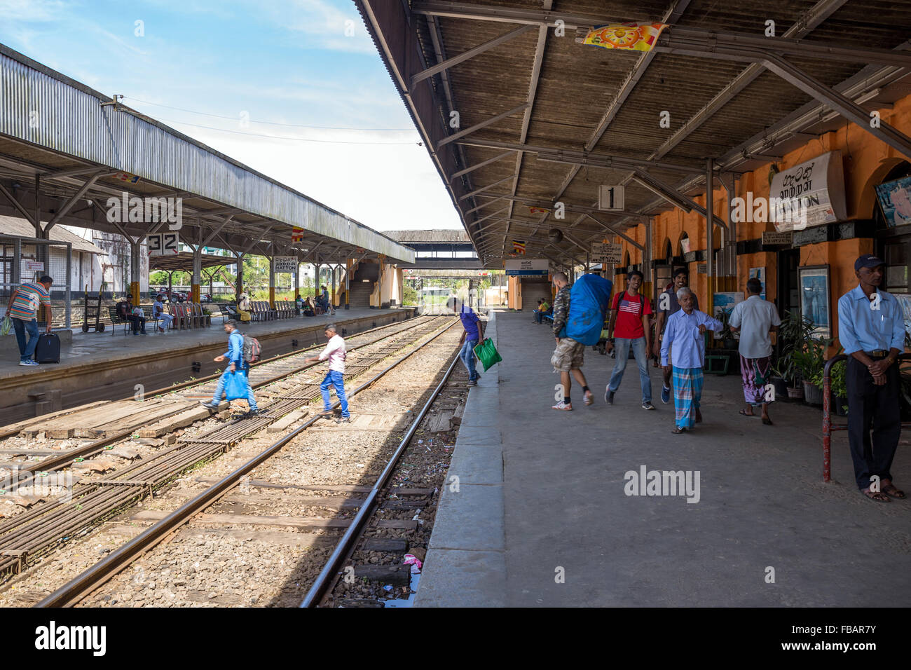 Hatton train station on route from Kandy to Ella, in the highlands of ...