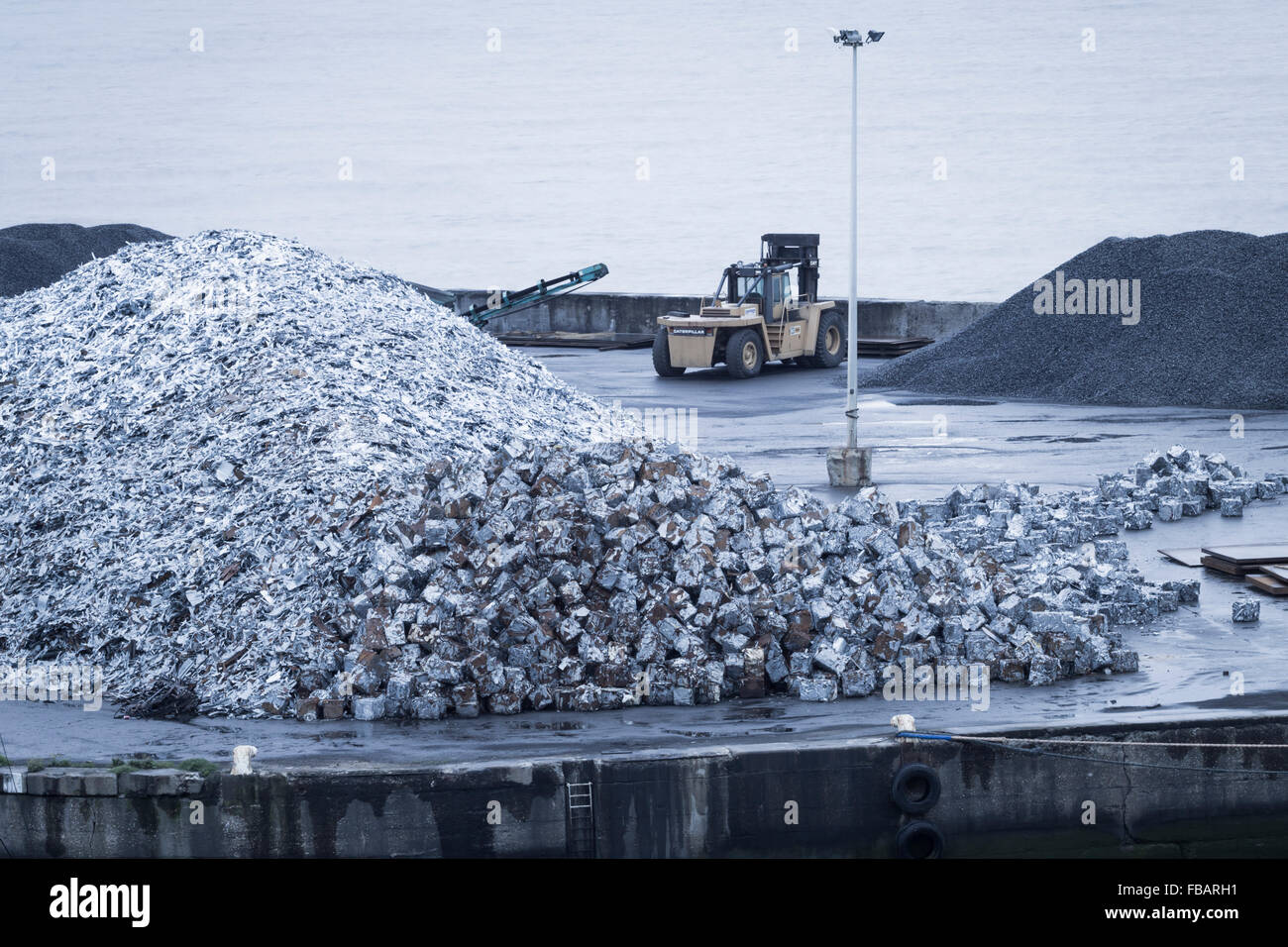 Scrap metal and coal on Seaham dockside on the north east coast of ...
