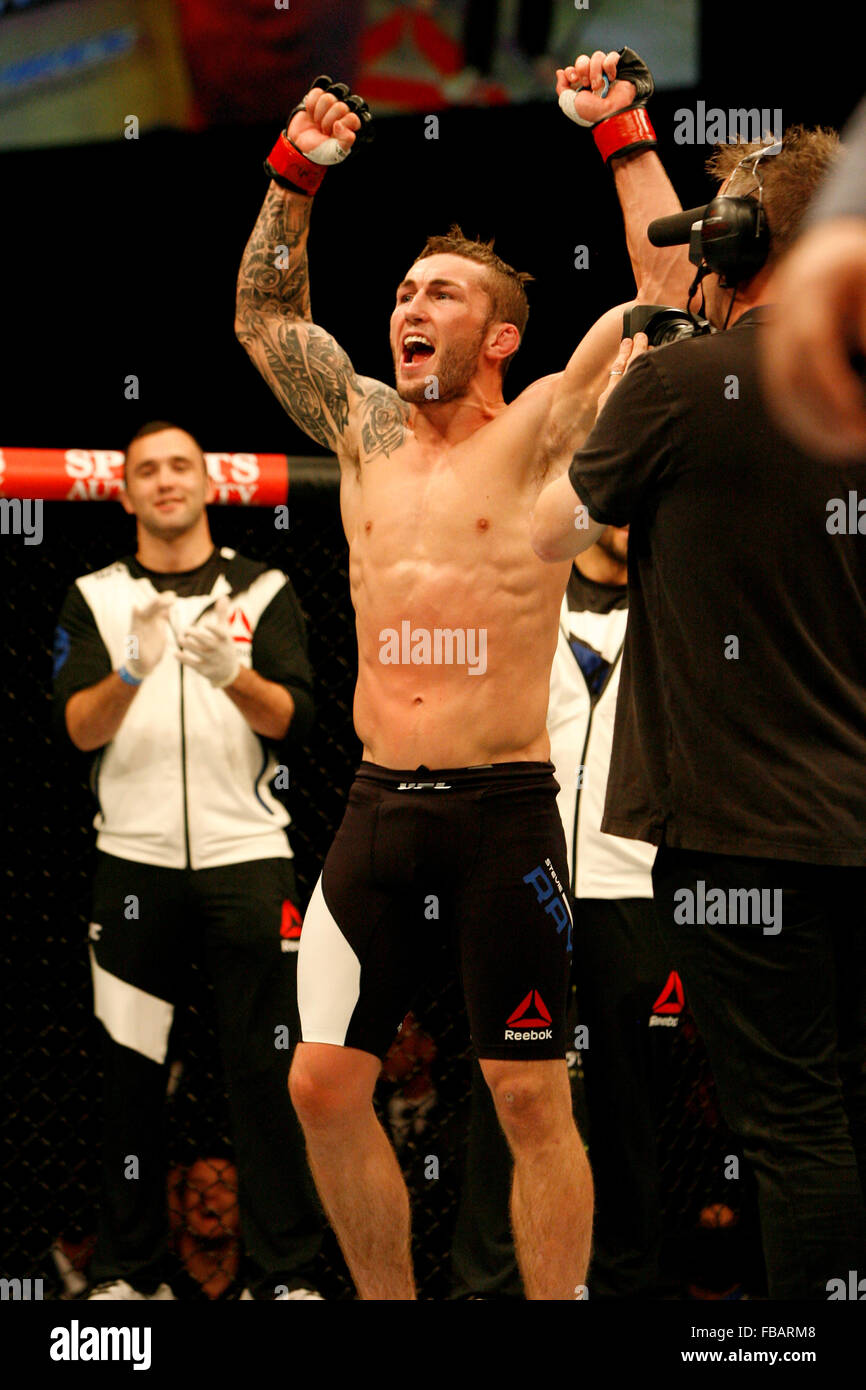 Stevie Ray celebrates his victory during UFC Fight Night 72: Bisping vs ...