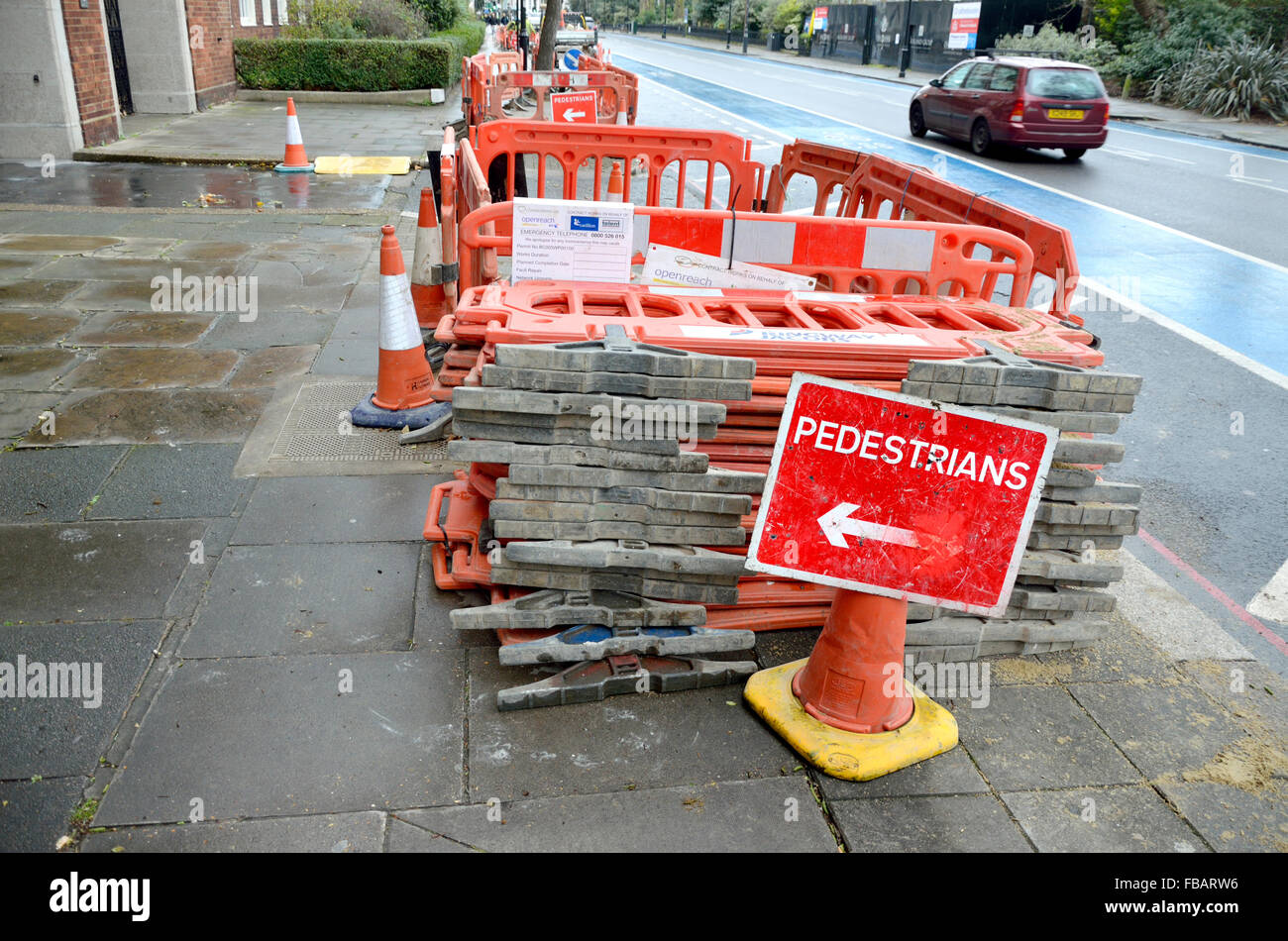 London, England, UK. Pedestrian diversion around works under the ...