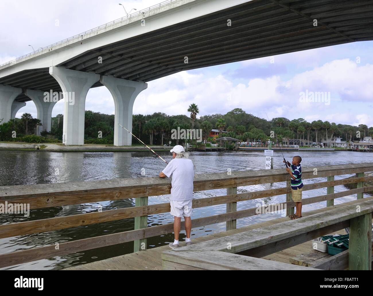 People fishing near the Flagler Beach bridge Stock Photo - Alamy