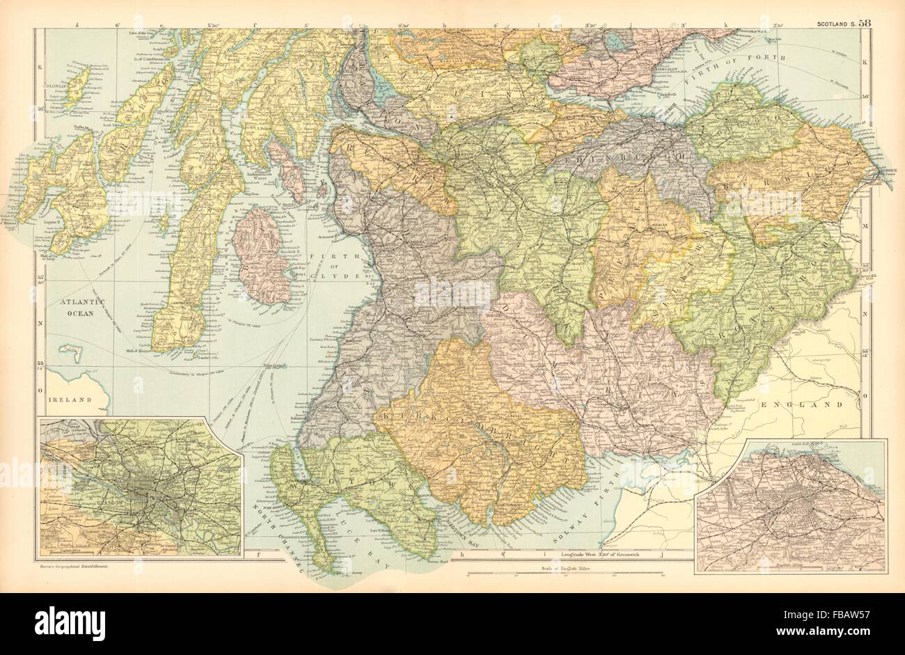 SCOTLAND SOUTH Edinburgh Glasgow environs Parliamentary Railways. BACON ...