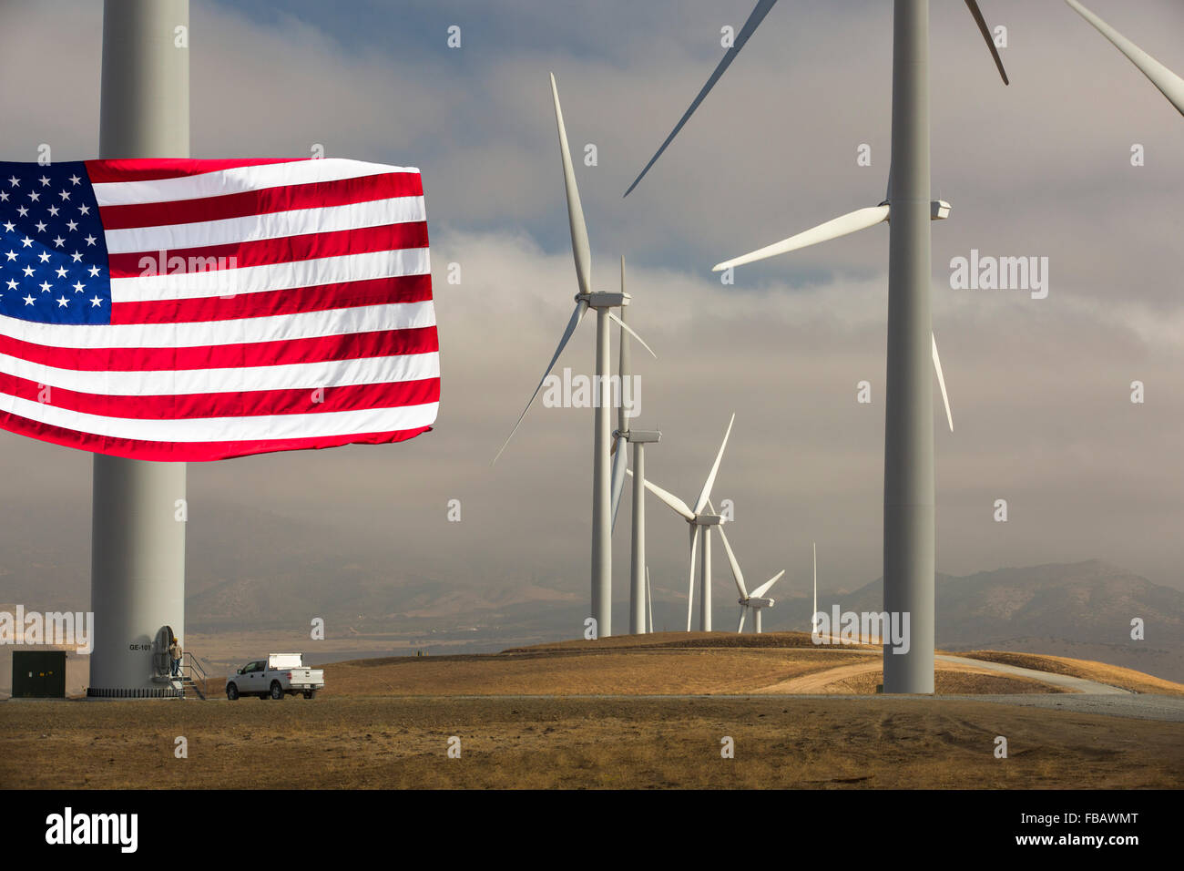 Part of the Tehachapi Pass wind farm, the first large scale wind farm ...