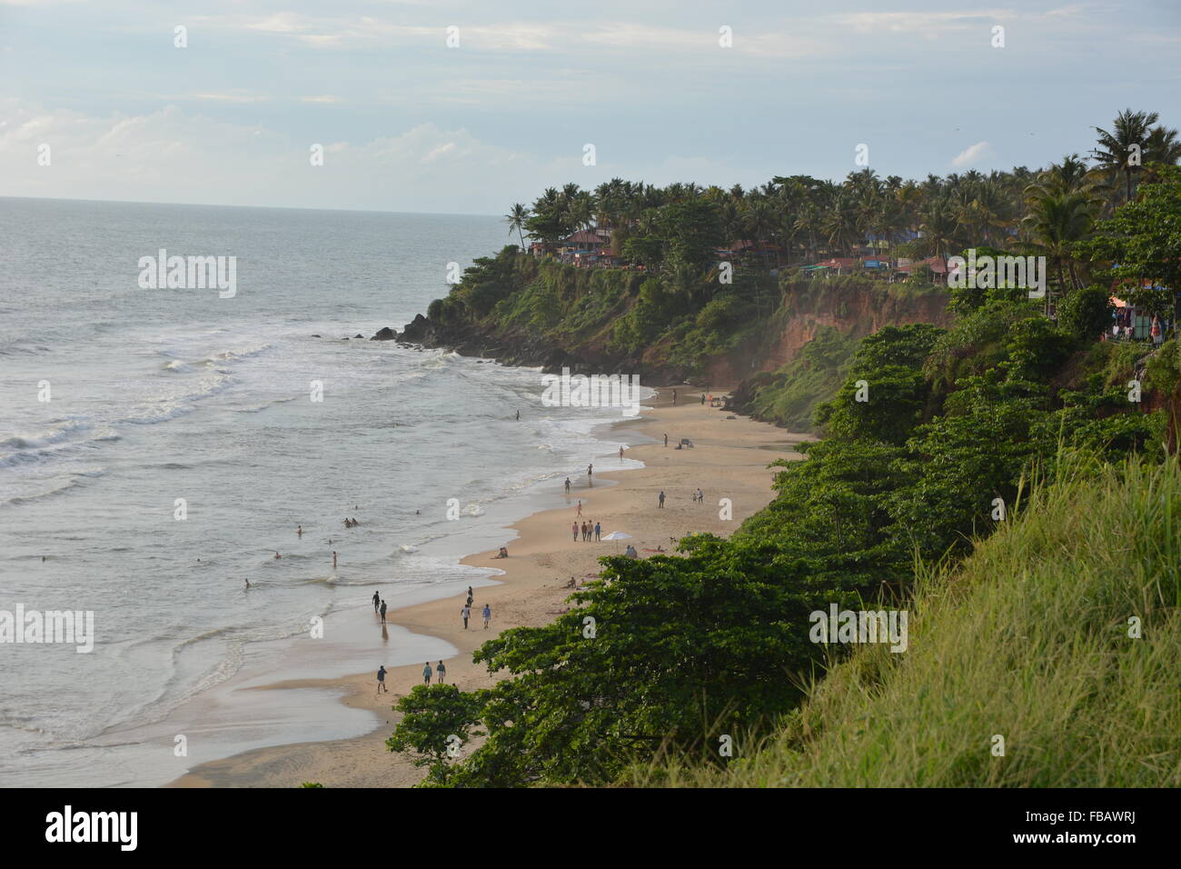 Varkala, India - November 2, 2015 - Pilgrims on Varkala beach, a holy ...