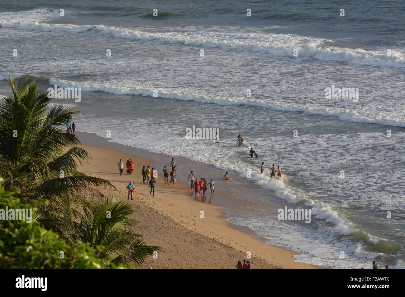 Varkala, India - November 2, 2015 - Pilgrims on Varkala beach, a holy ...