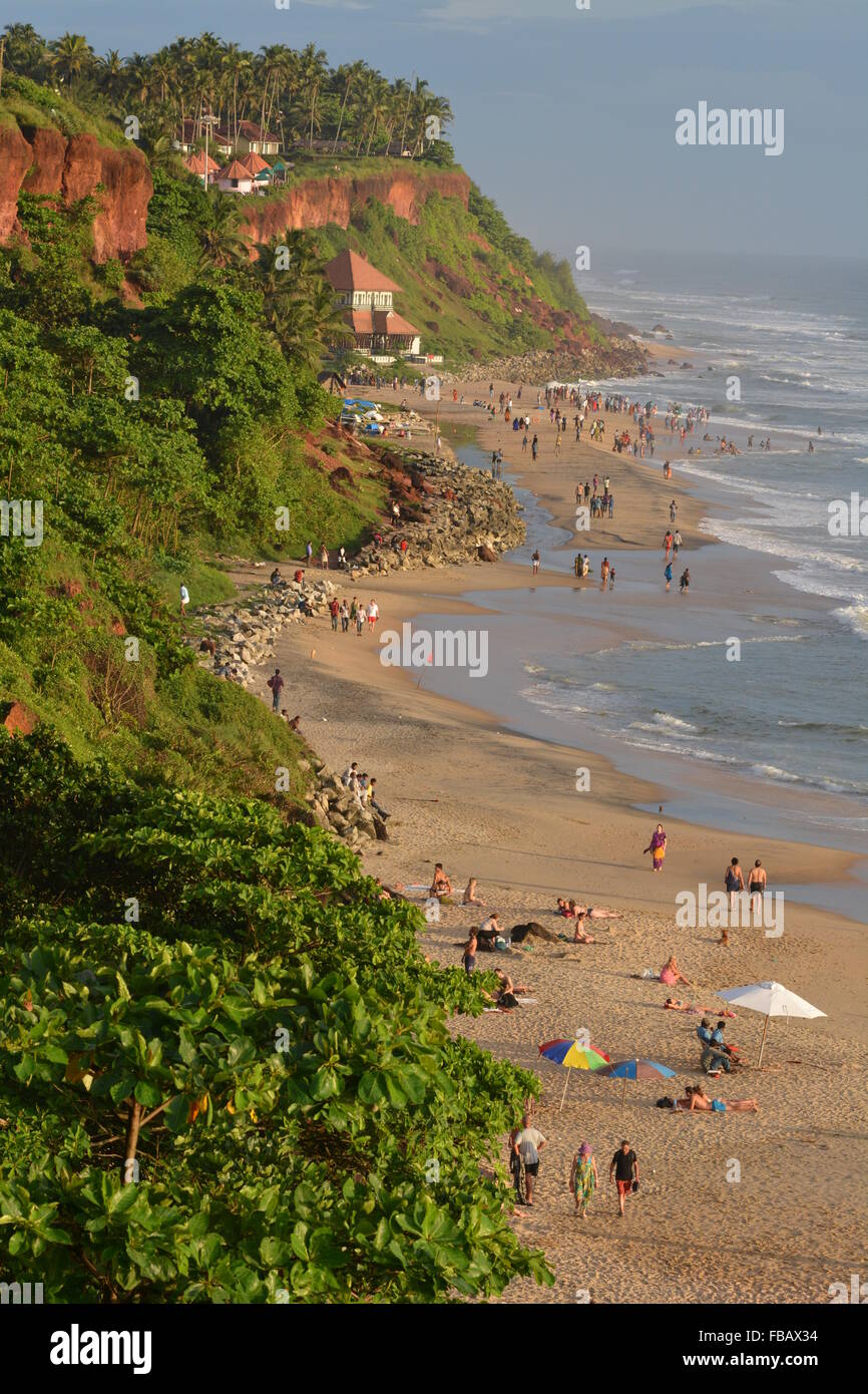 Varkala, India - November 2, 2015 - Pilgrims on Varkala beach, a holy ...