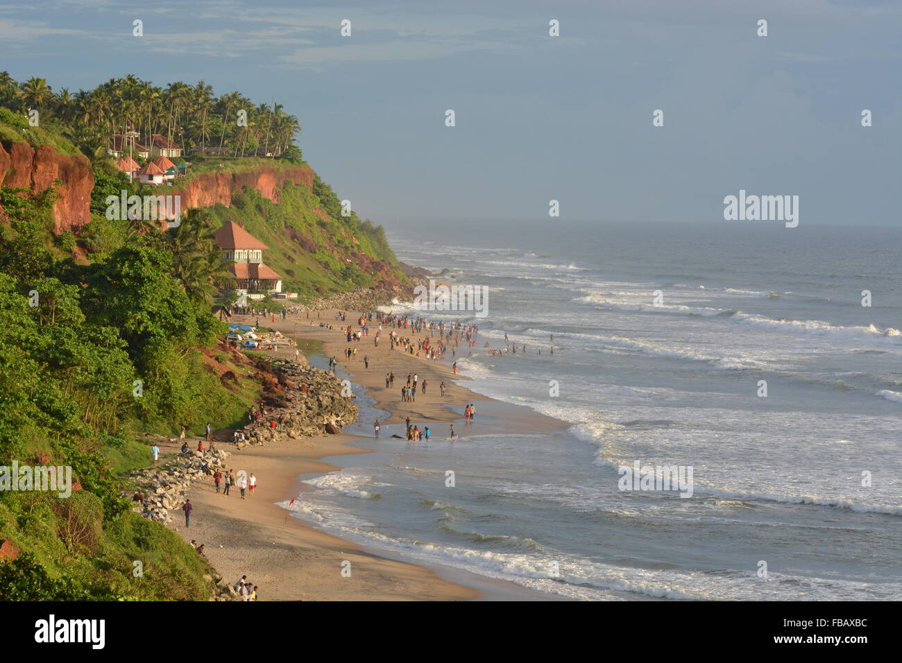 Varkala, India - November 2, 2015 - Pilgrims on Varkala beach, a holy ...