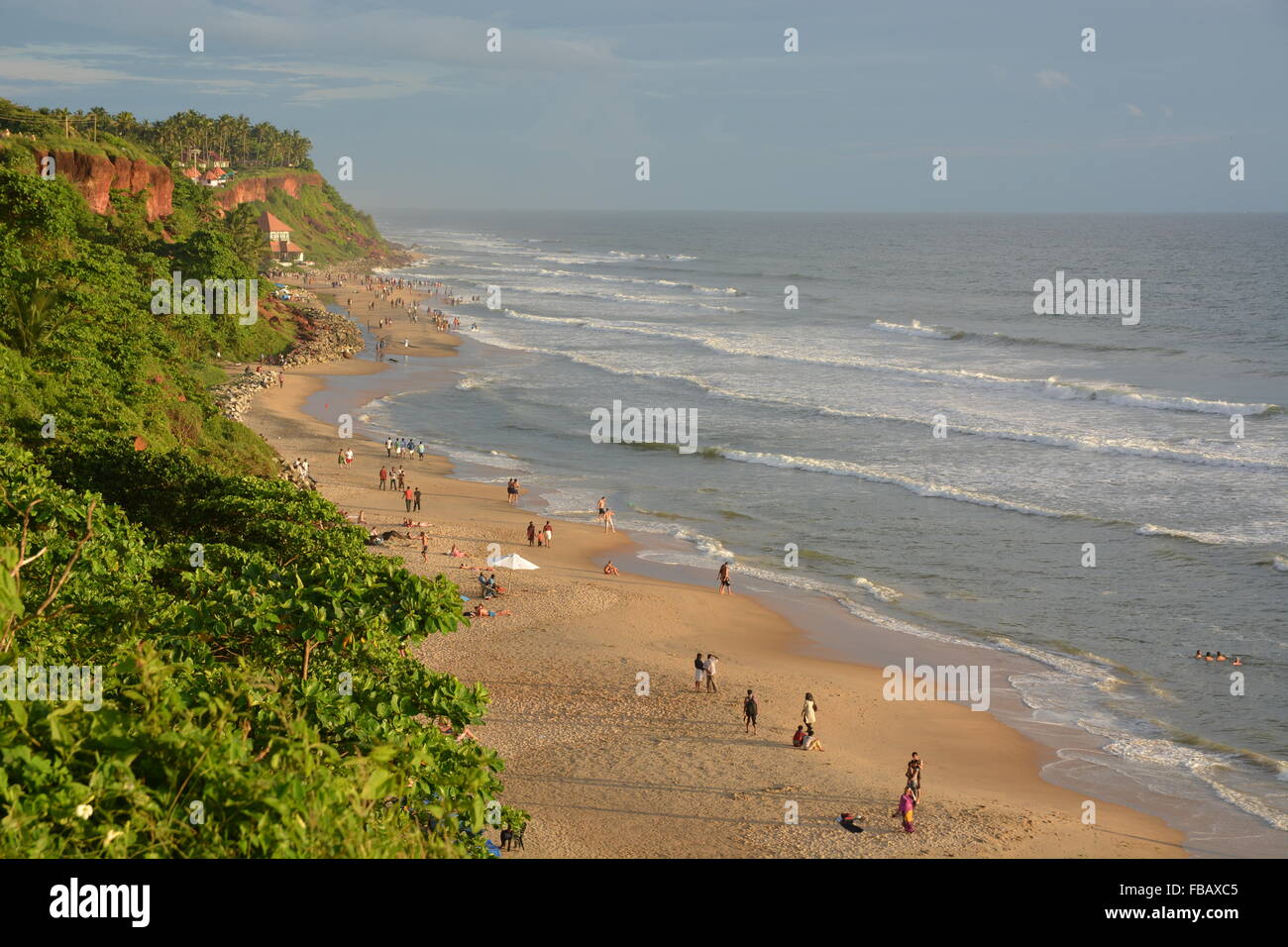 Varkala, India - November 2, 2015 - Pilgrims on Varkala beach, a holy ...