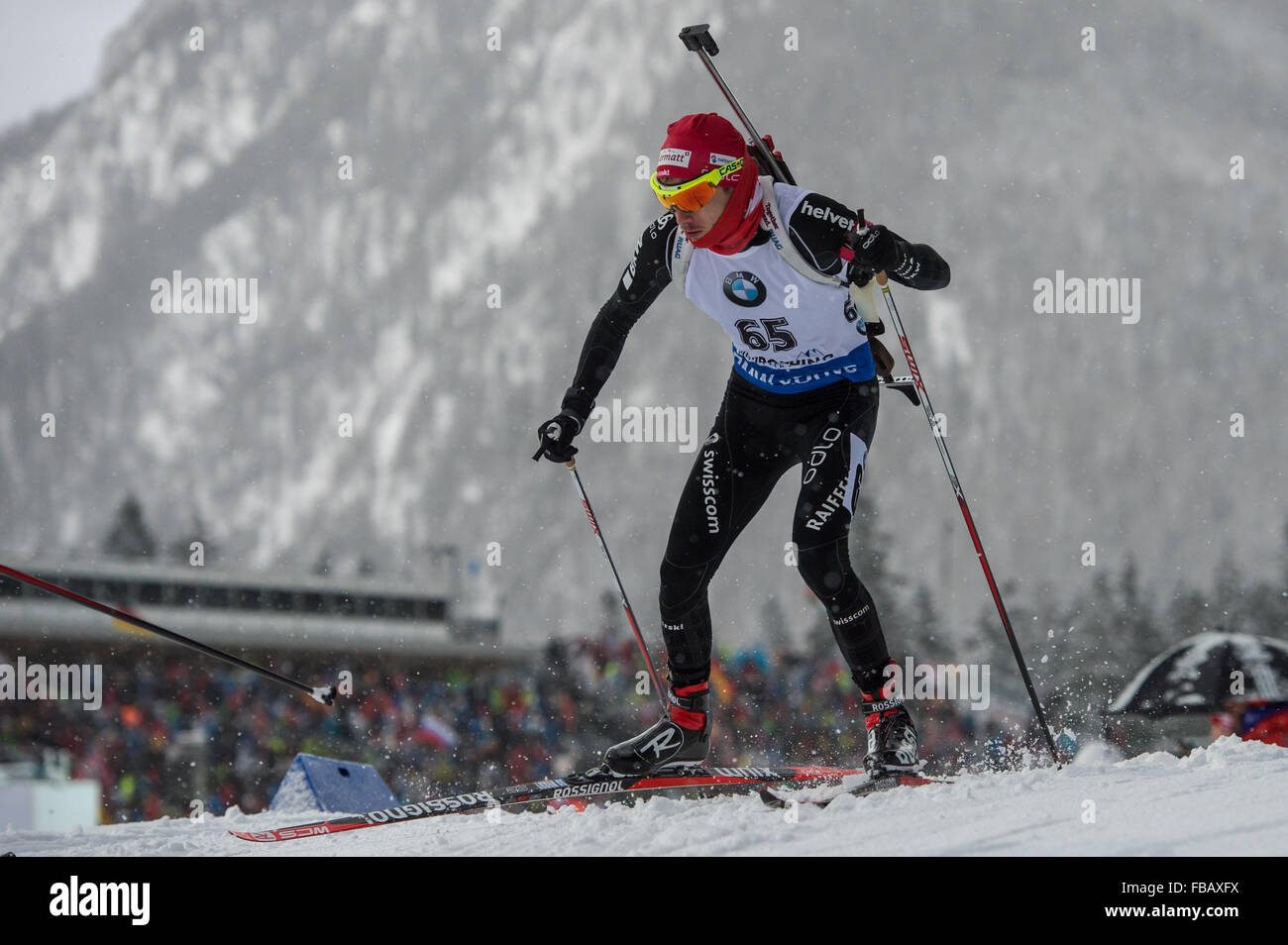 Ruhpolding, Germany. 13th Jan, 2016. Swiss biathlete Jeremy Finello in ...