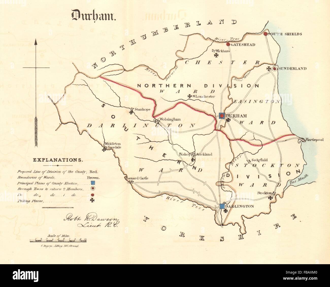 County durham map hi-res stock photography and images - Alamy