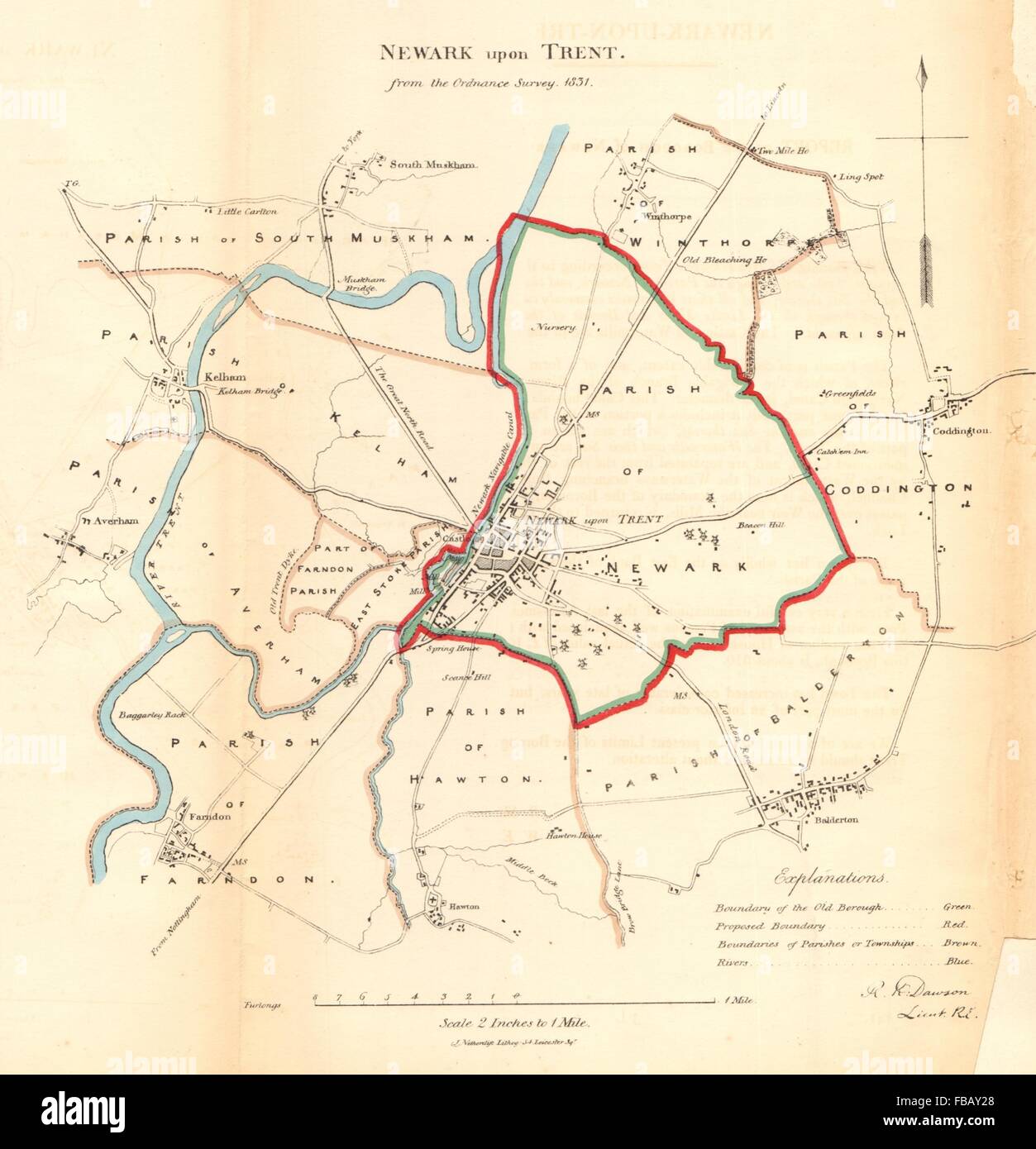 Antique map of newark upon trent hi-res stock photography and images ...
