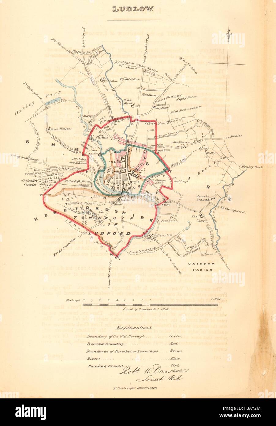LUDLOW borough/town plan. REFORM ACT. Ludford. Shropshire. DAWSON, 1832 ...