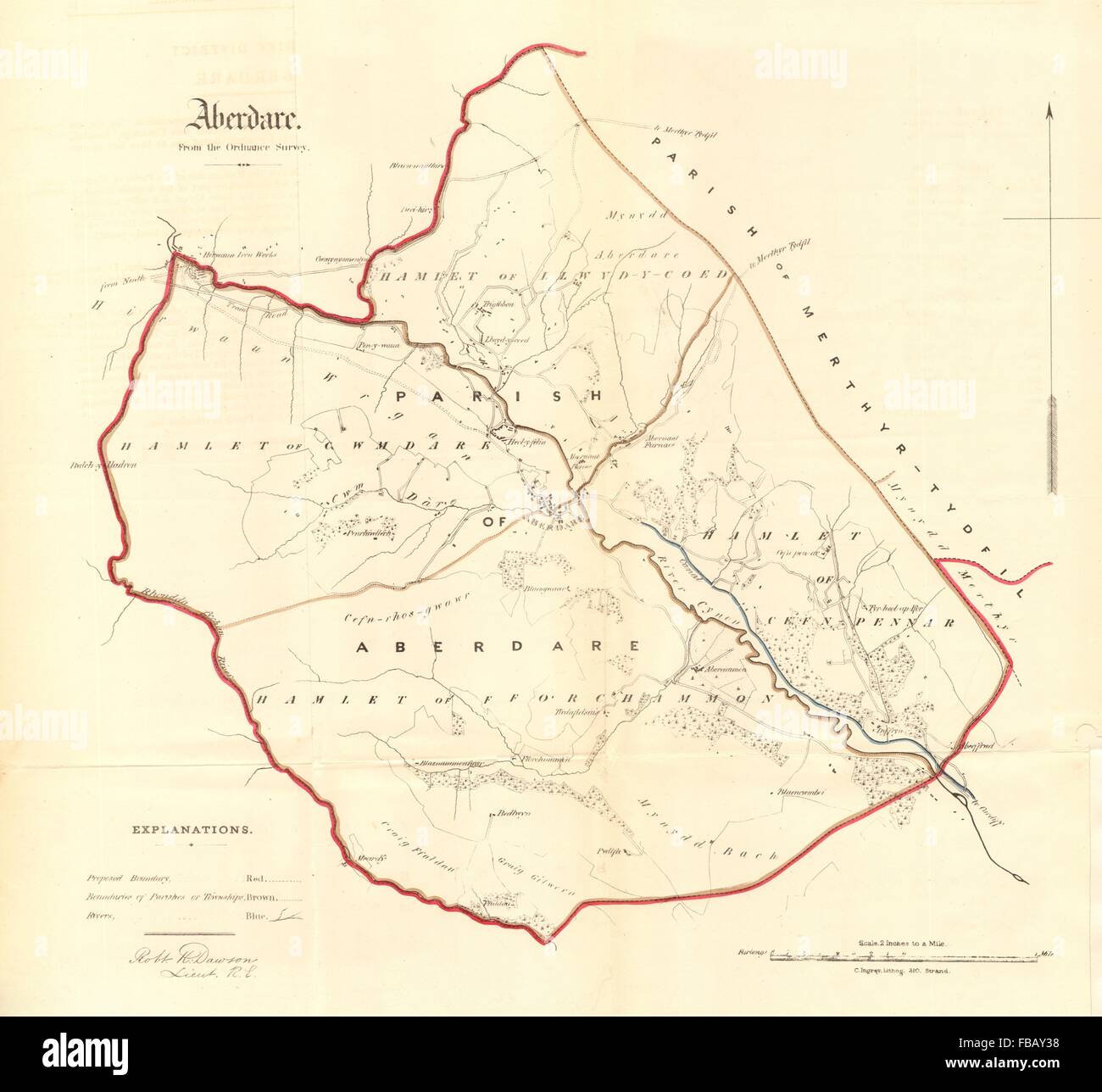 Aberdare borough town plan 1832 hi-res stock photography and images - Alamy