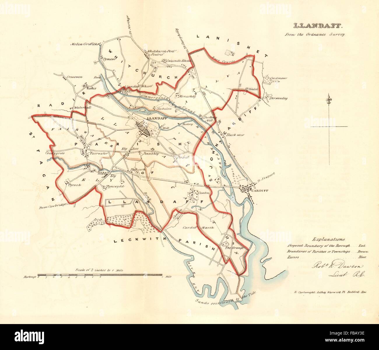 CARDIFF West. 'LLANDAFF' borough/town plan. REFORM ACT. Wales. DAWSON ...
