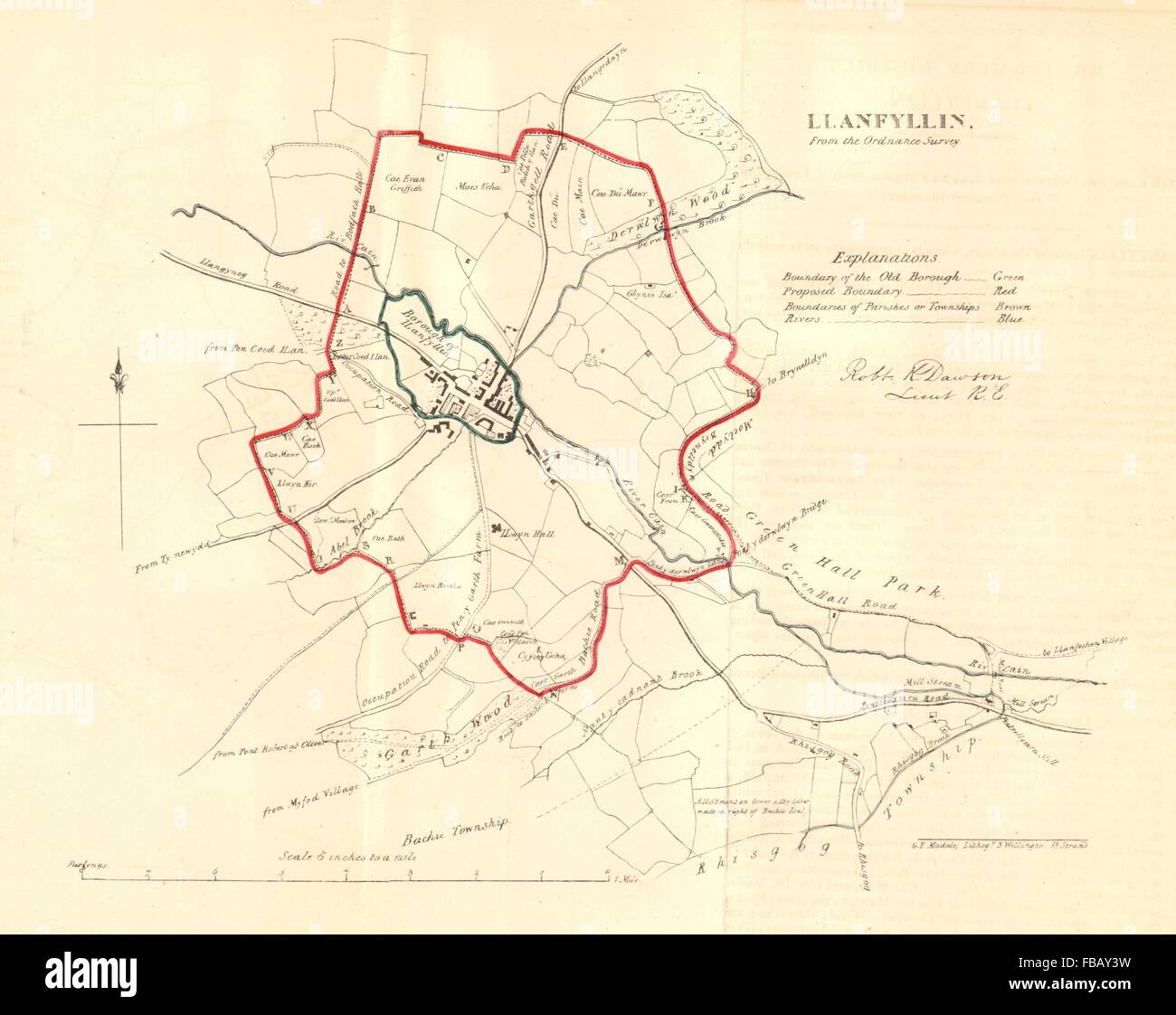 LLANFYLLIN borough/town plan for the REFORM ACT. Wales. DAWSON, 1832 ...