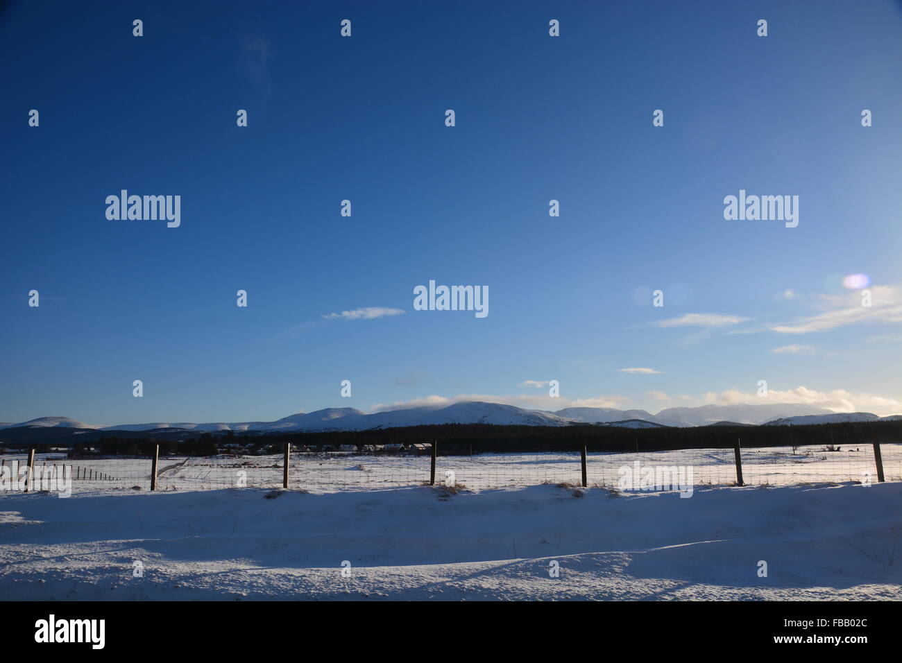 Snowy Fence Line Stock Photo - Alamy