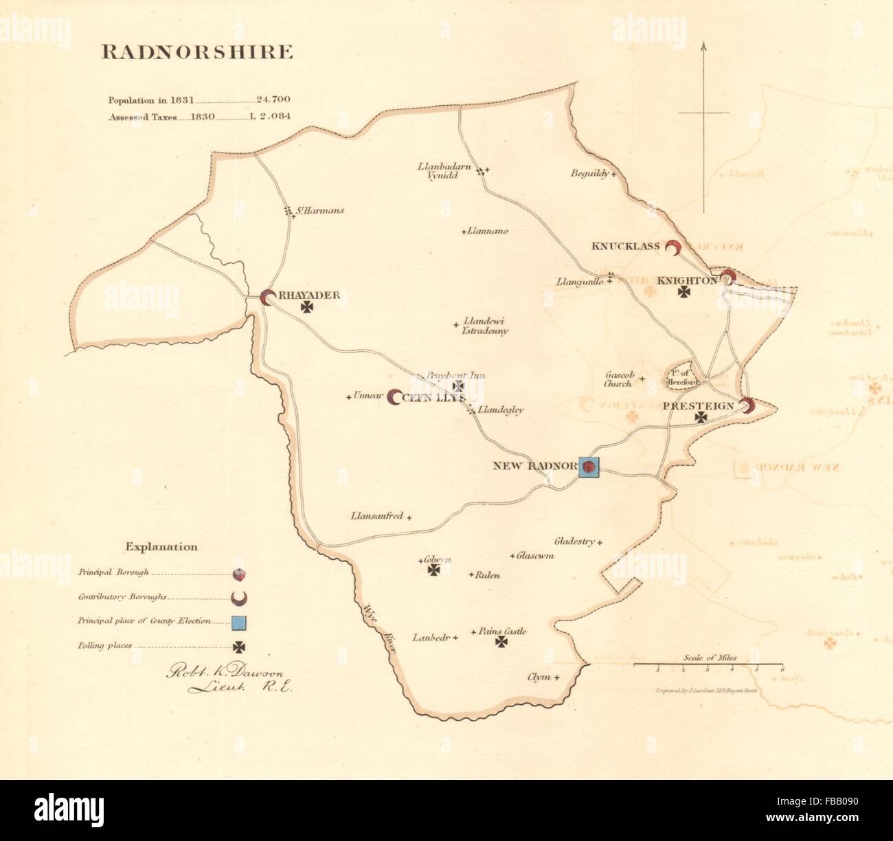 Radnorshire county map. Principal/contributory boroughs. REFORM ACT ...