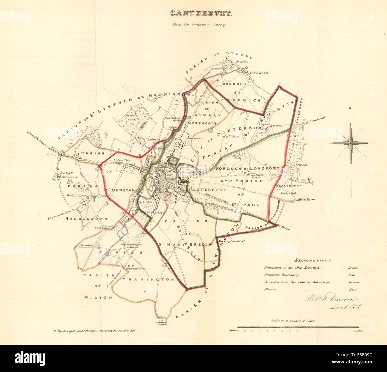 CANTERBURY borough/town plan. REFORM ACT. Sturry Fordwich. Kent. DAWSON ...